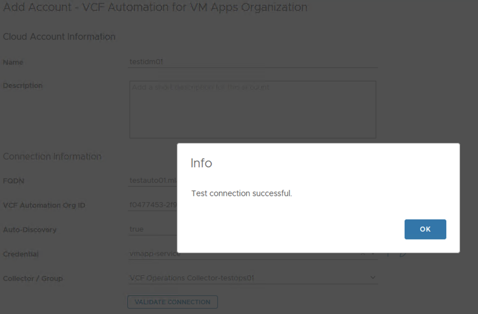 Configuration of the VM-Apps-Org Integration in VCF Operations 9 ...