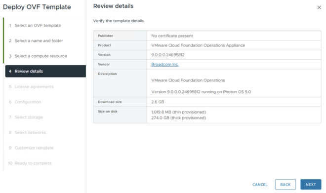 VCF9 - VCF Operations and VCF Operations for Logs installation ...